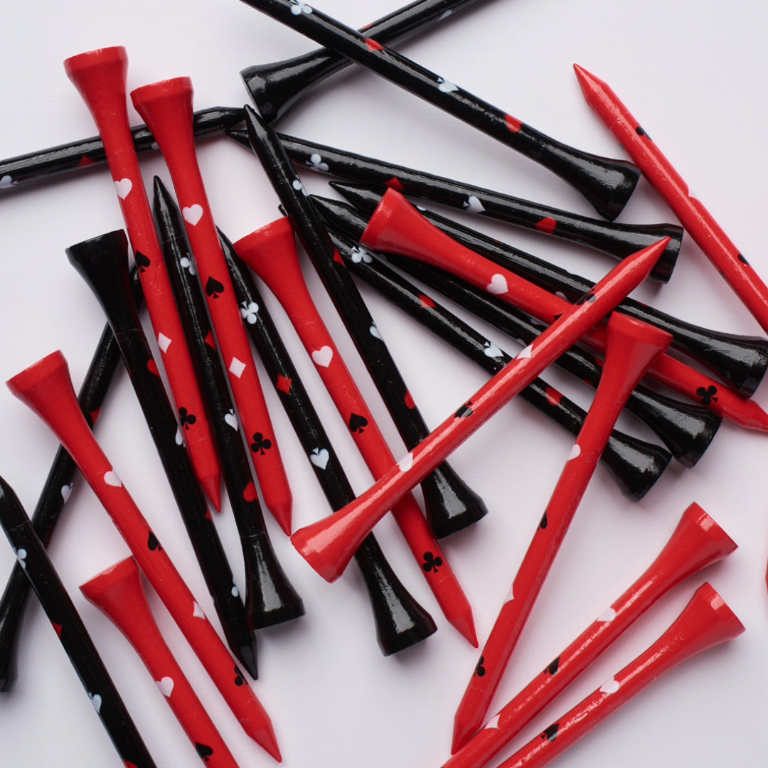 Splitting Aces (Black & Red Golf Tees) 100 Count Collection by Twigs Golf